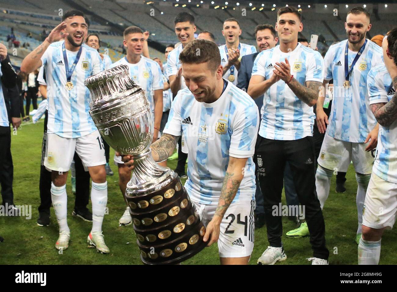 A Gomez of Argentina Célébration Victory during the Copa America 2021 ...