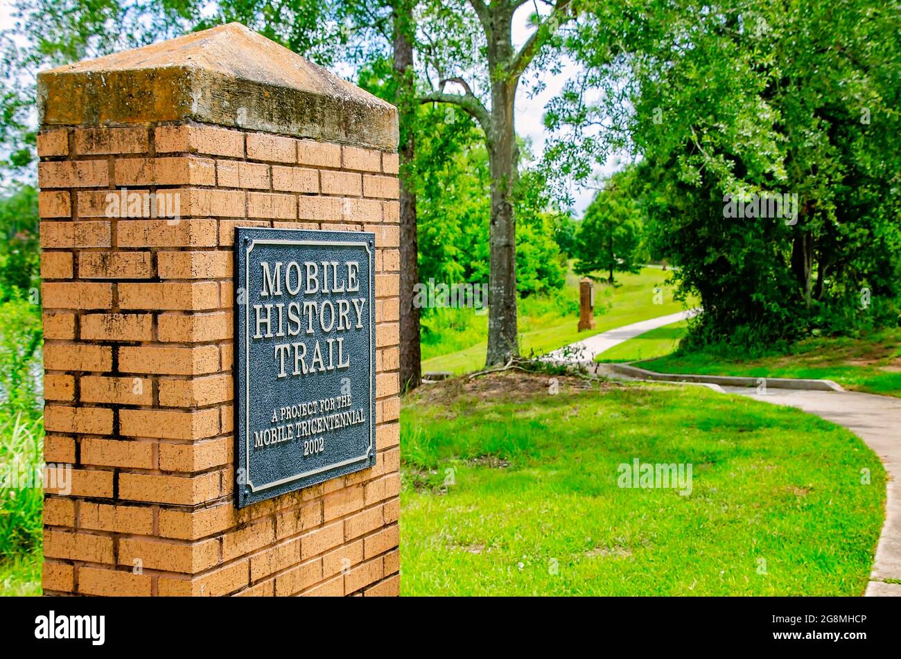 The Mobile History Trail in Langan Park features signposts offering a ...