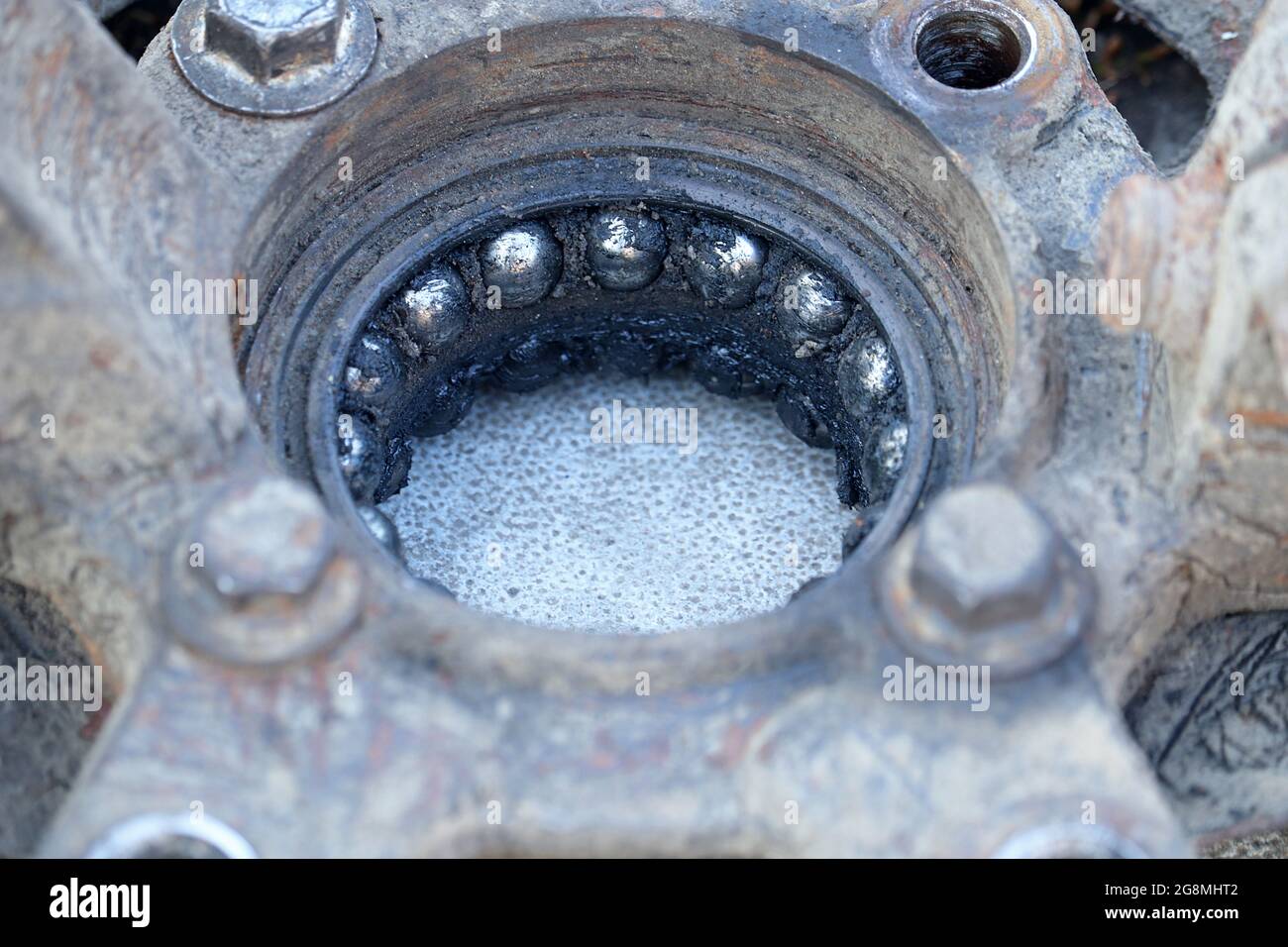 Defective automobile wheel hub bearing . Selective focus Stock Photo ...