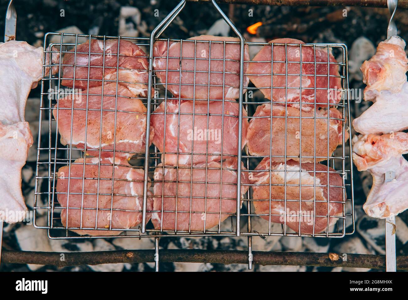 Grill season outdoor in park. Spring summer grilling Stock Photo - Alamy