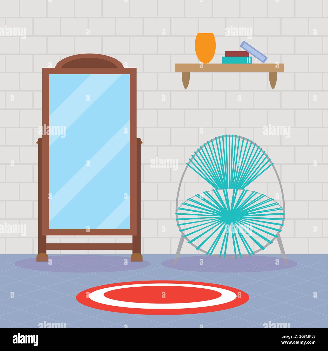 home chair and mirror scene Stock Vector Image & Art - Alamy