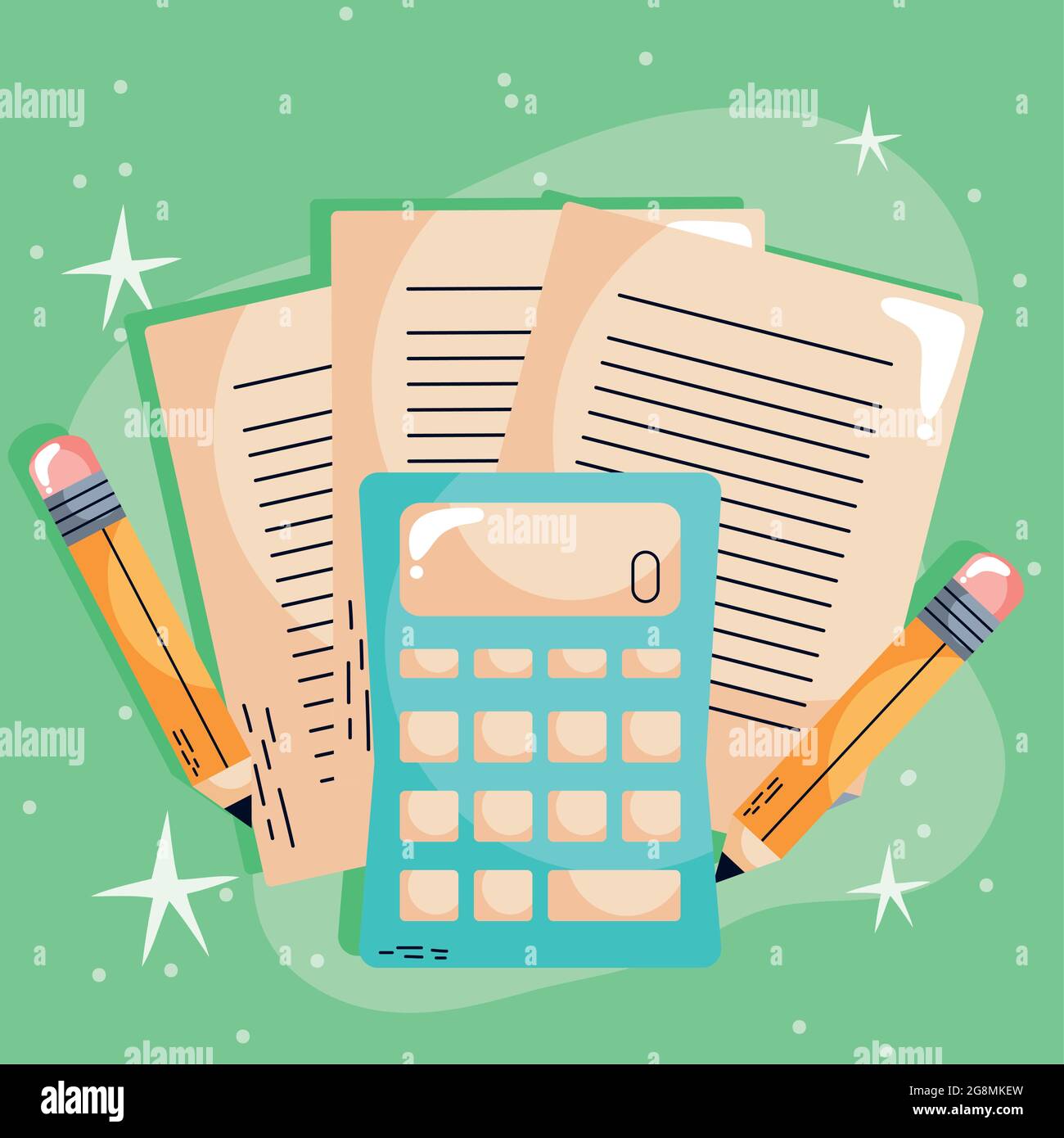 calculator and pencils learning icons Stock Vector Image & Art - Alamy