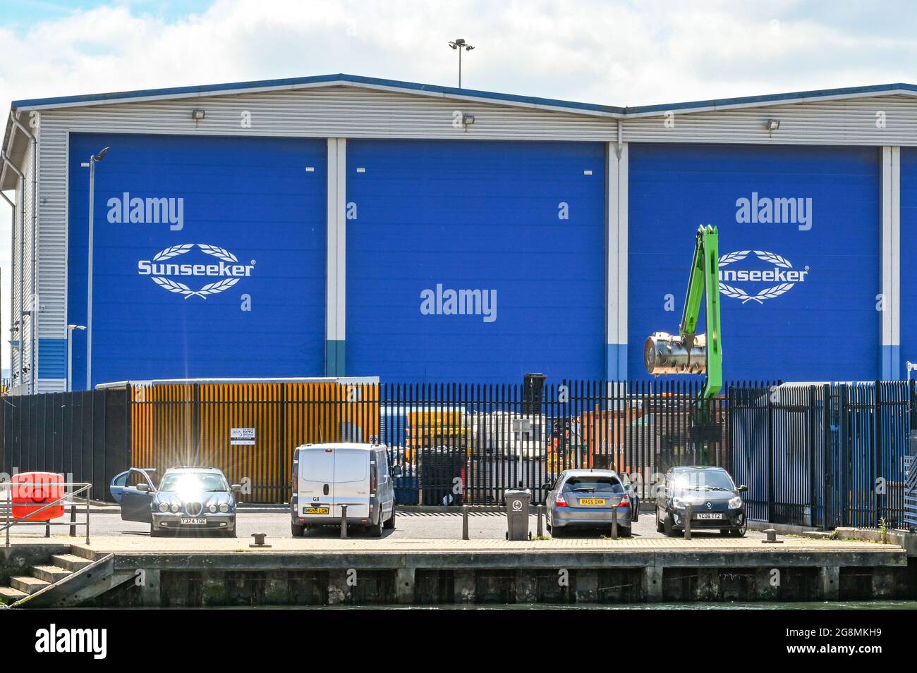 Poole, Dorset - June 2021: Exterior view of the Sunseeker factory ...