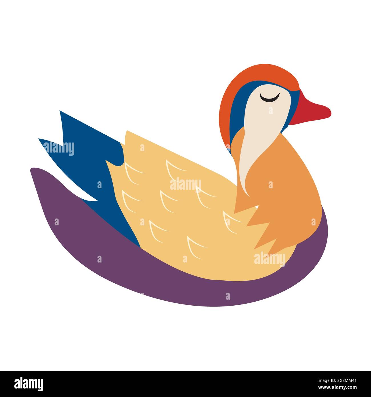 Mandarin duck icon flat style. Isolated on white background. Vector ...