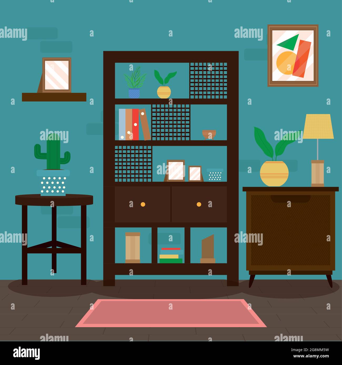 comfy house room with shelving Stock Vector Image & Art - Alamy