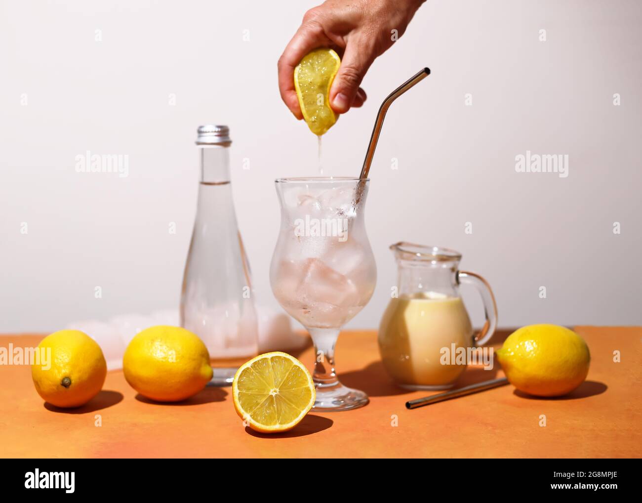 Creamy lemonade trendy summer mocktail. Cold non-alcoholic cocktail ...