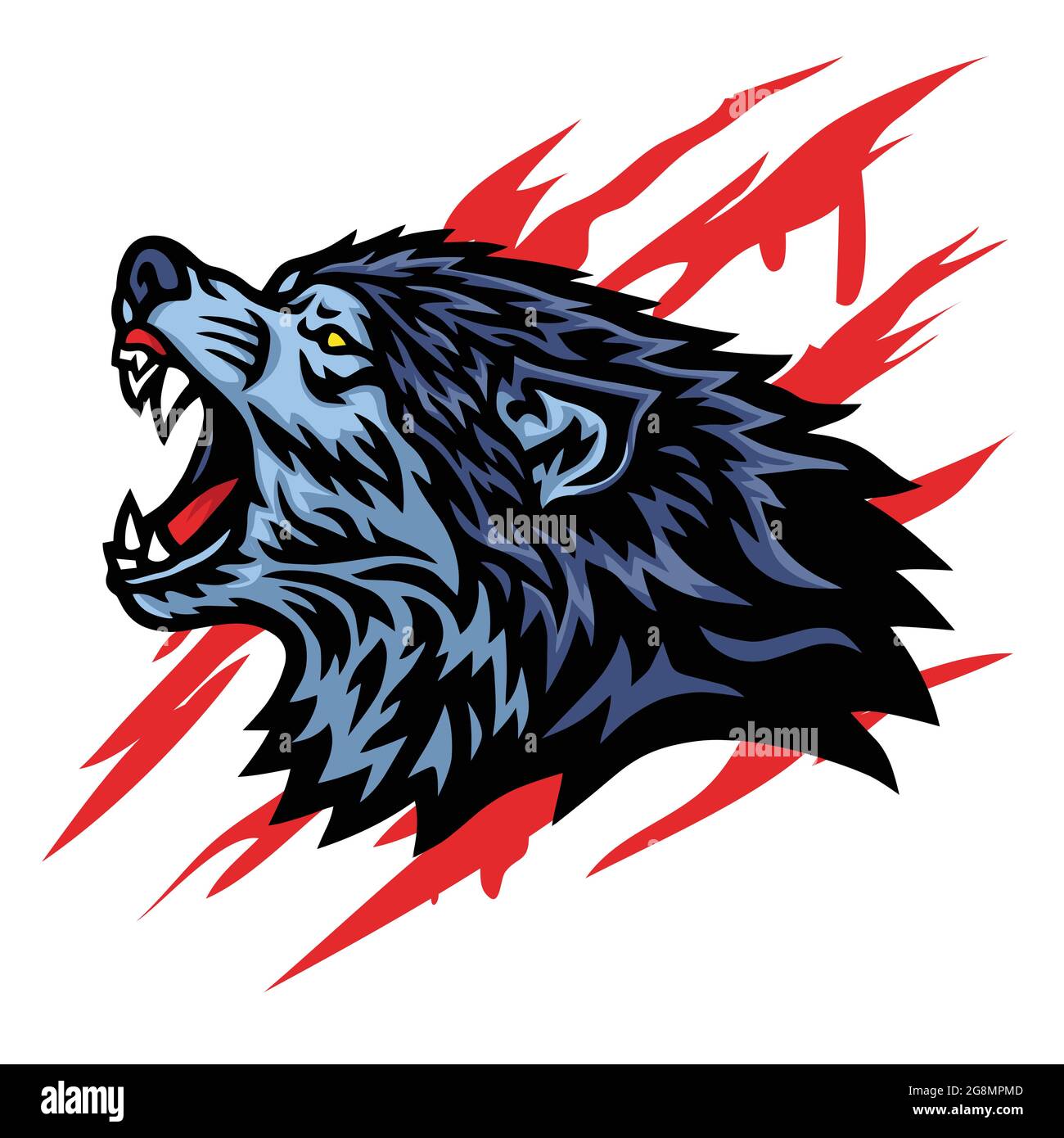 Mad Wolf Logo Template Vector Mascot Design Stock Vector Image & Art ...
