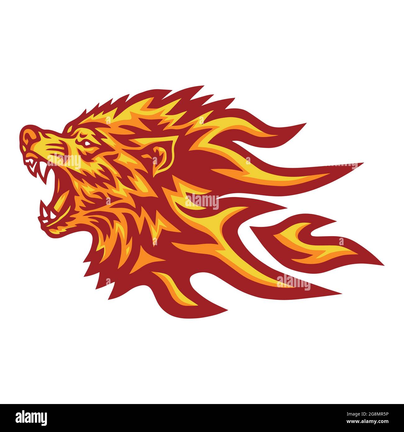 Wolf Flaming Fire Logo Vector Mascot Design Stock Vector Image & Art ...