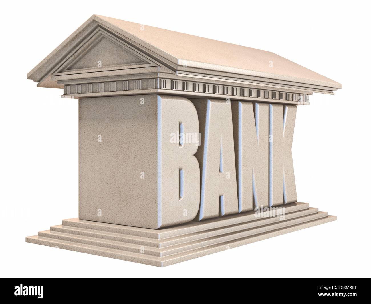Bank building side view 3D render illustration isolated on white ...