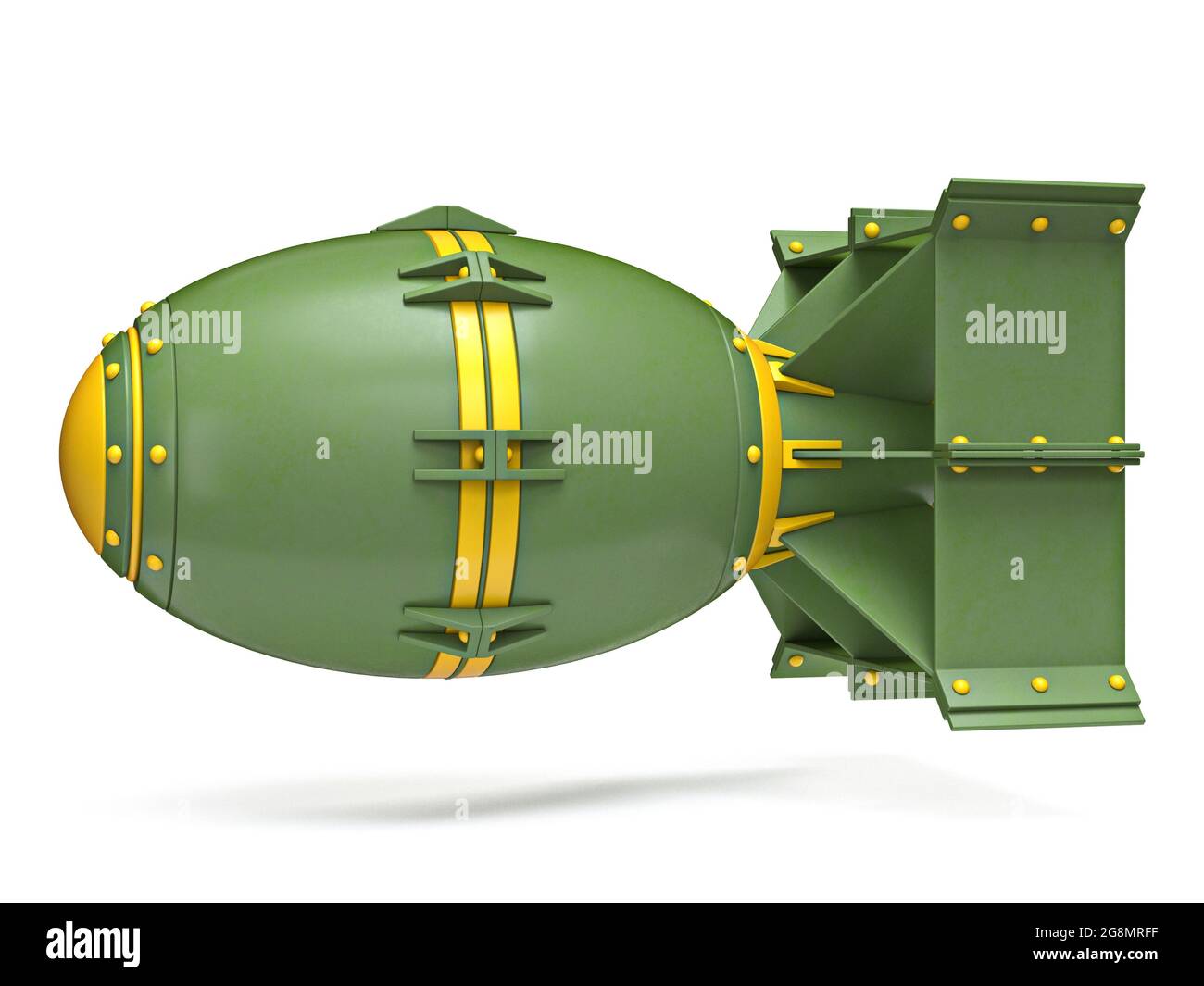 Yellow green cartoon aerial bomb 3D render illustration isolated on ...
