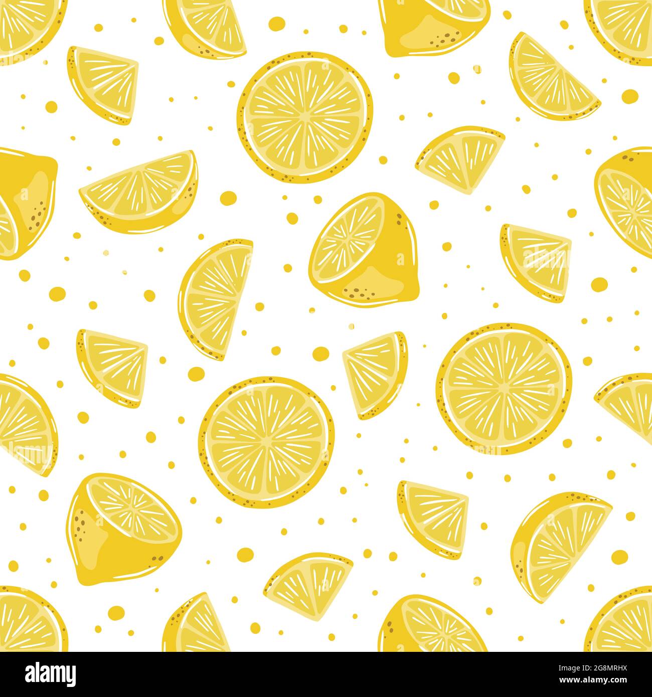 Seamless pattern of hand drawn lemons. Citrus fruit background. Perfect ...