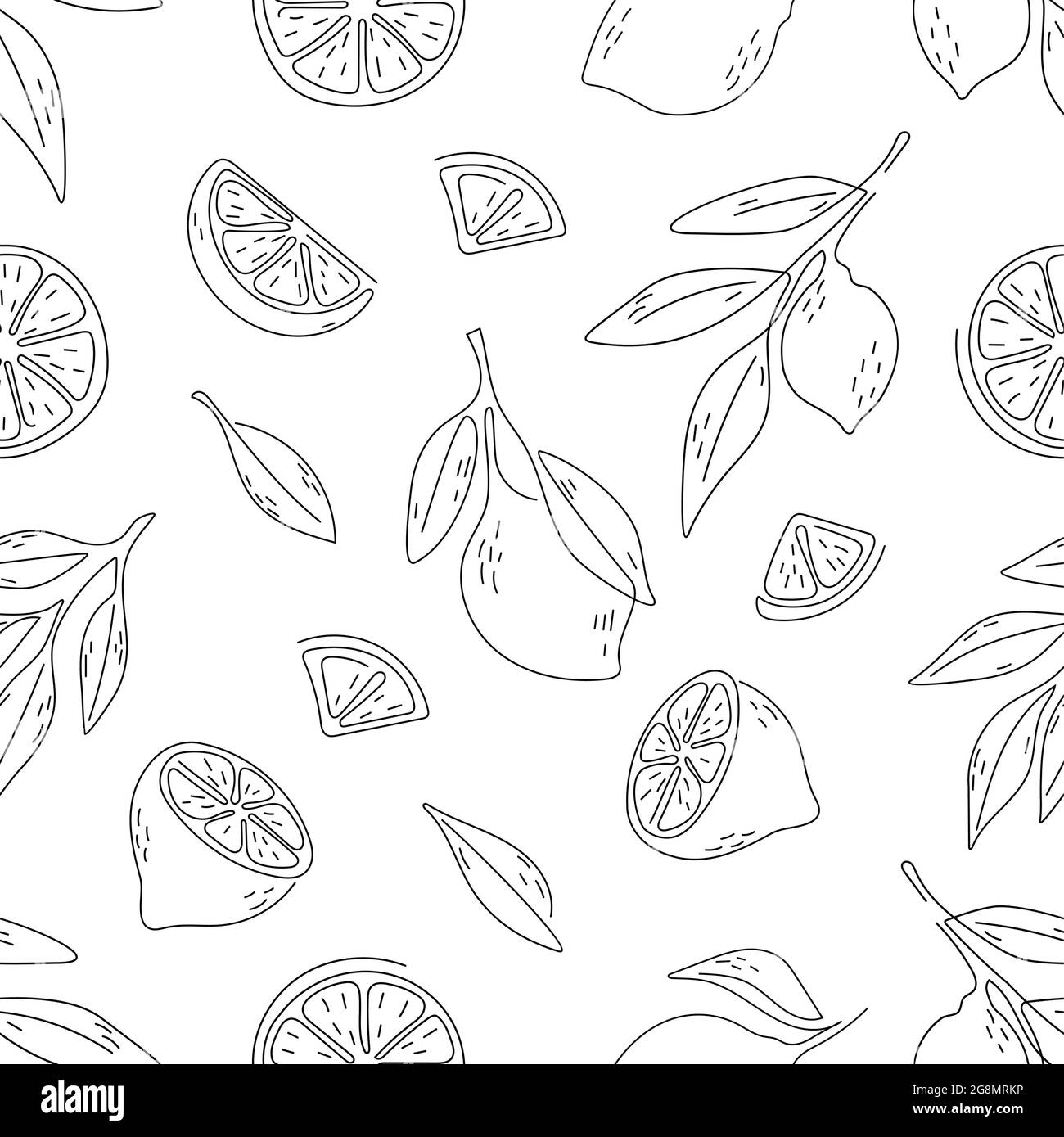 seamless pattern of lemon with hand draw style Stock Vector Image & Art ...