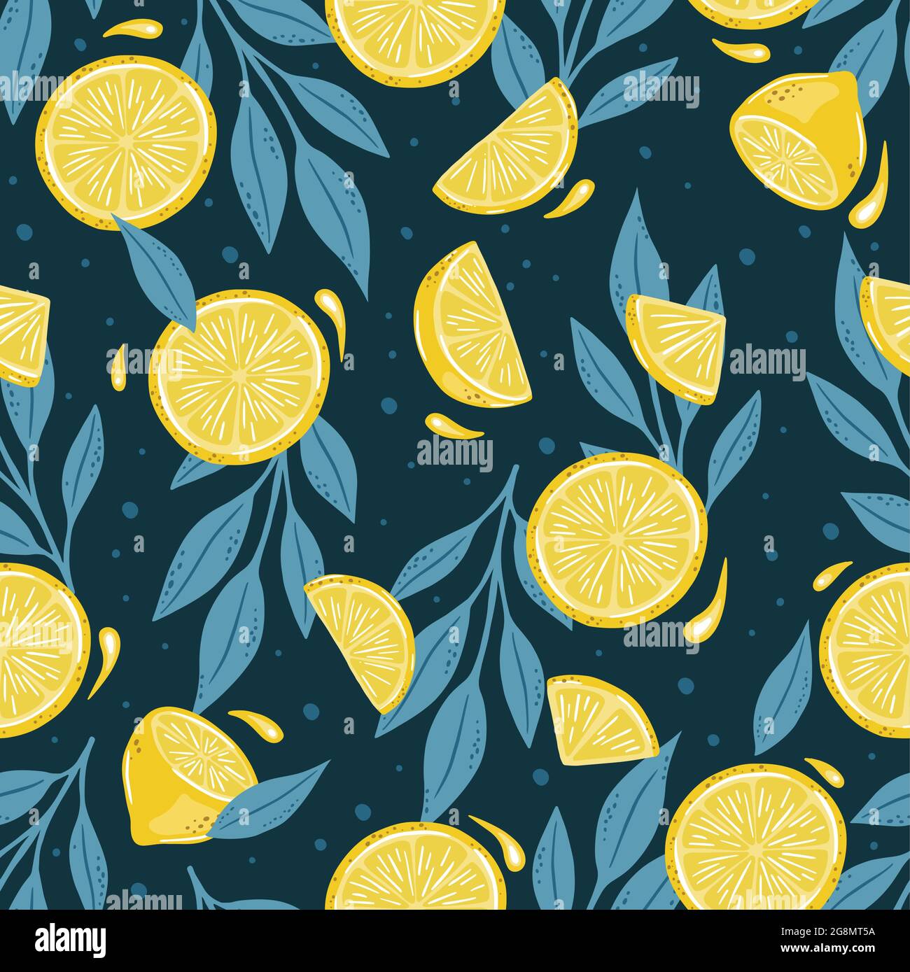 Seamless pattern of hand drawn lemons. Citrus fruit background. Perfect for textile wallpaper ...