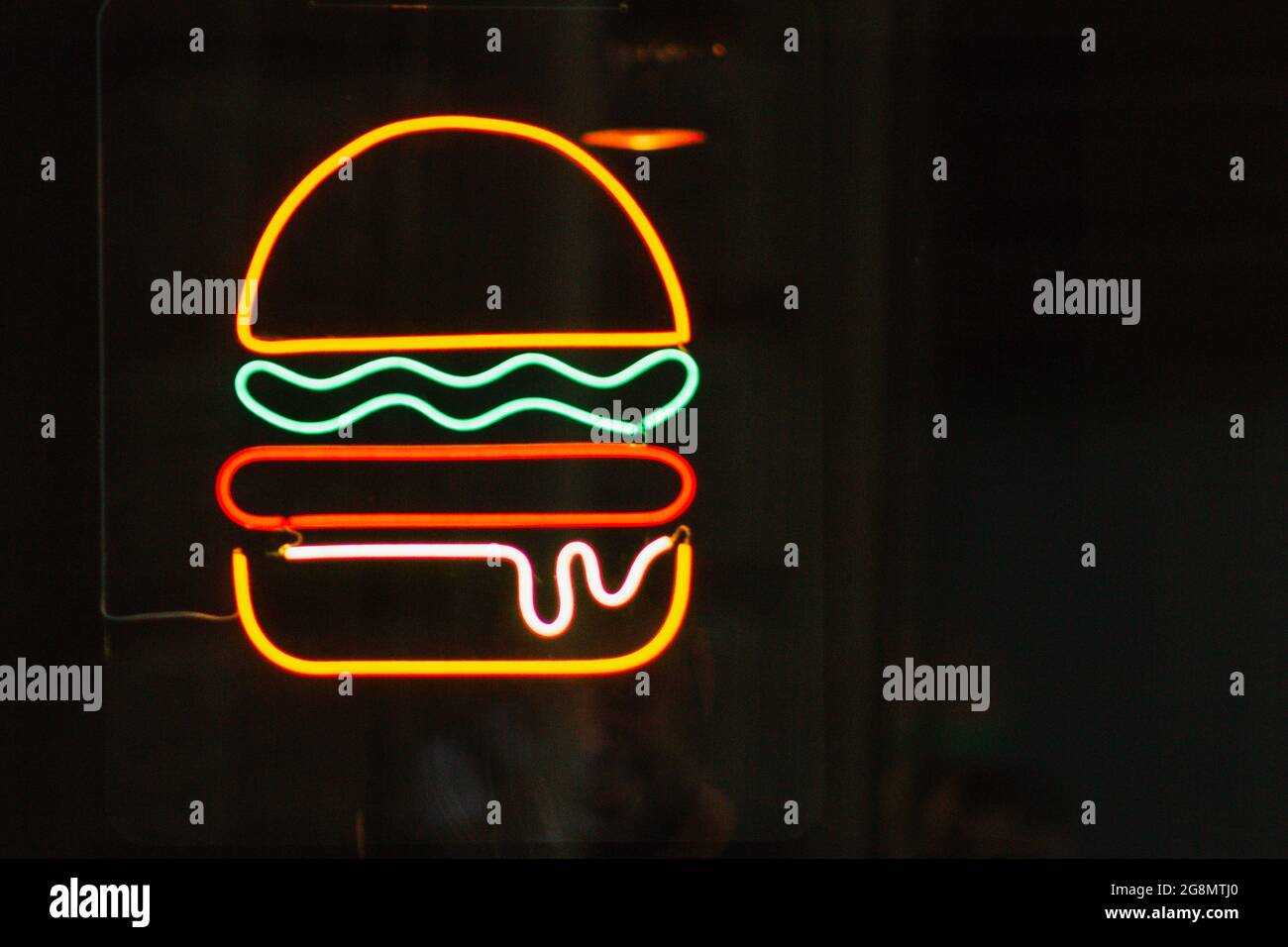 neon sign burger showcase restaurant marketing billboard .concept ...