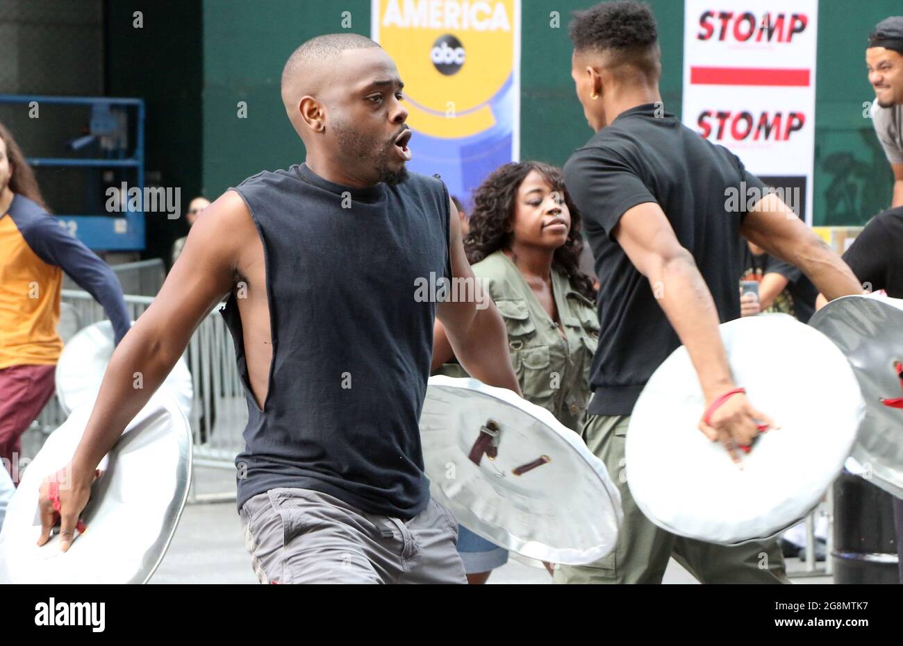 New York, NY, USA. 21st July, 2021. The Cast Of Stomp on the set of ...