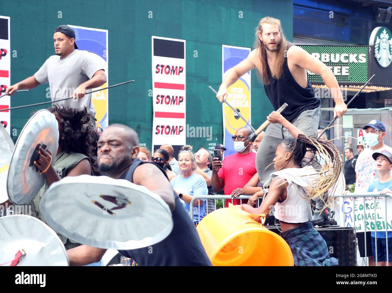 New York, NY, USA. 21st July, 2021. The Cast Of Stomp on the set of ...