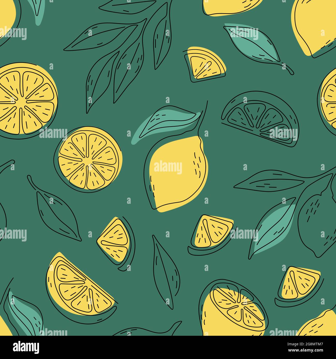 Citrus lime lemon doodle hand drawn pattern background wallpaper fabric texture Citrus fruit ...