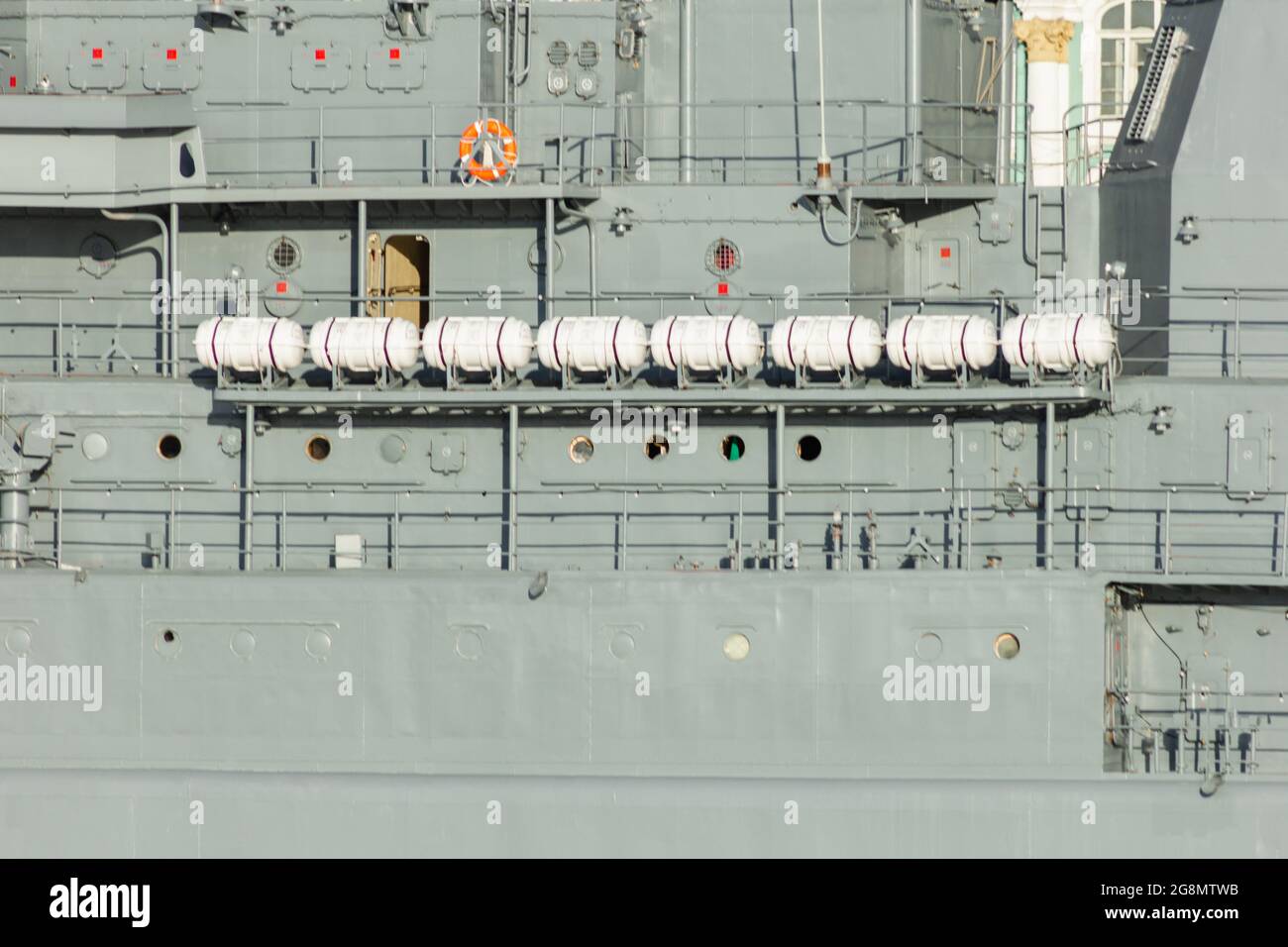 warship rescue system gray color military sea.concept ocean ship safety ...