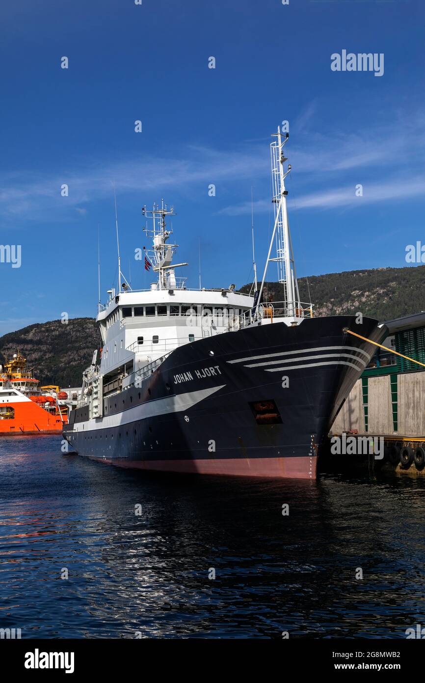 Fishery research and survey vessel Johan Hjort in the port of Bergen ...