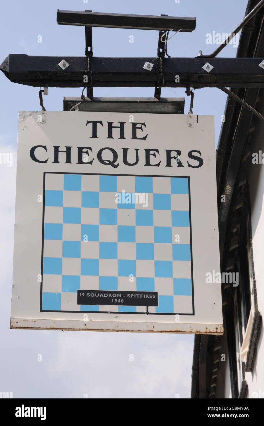 The Chequers inn sign Fowlmere, Cambridgeshire Stock Photo - Alamy