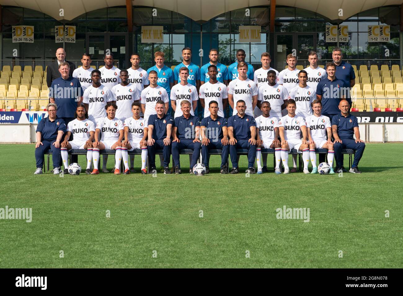 VELZEN-ZUID, NETHERLANDS - JULY 21: Back row from left to right: Team ...
