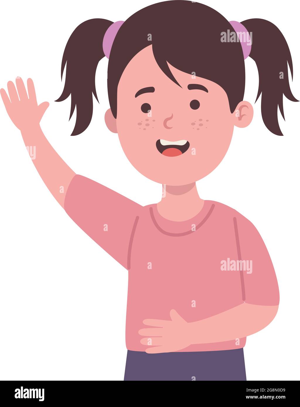 cute girl with the hand up Stock Vector Image & Art - Alamy