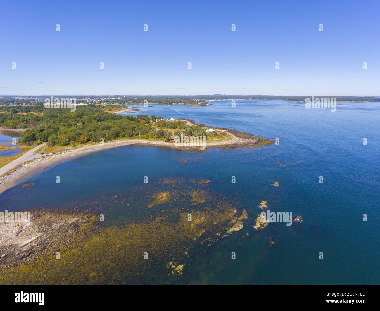 Odiorne Point and coast aerial view in summer in Odiorne Point State ...