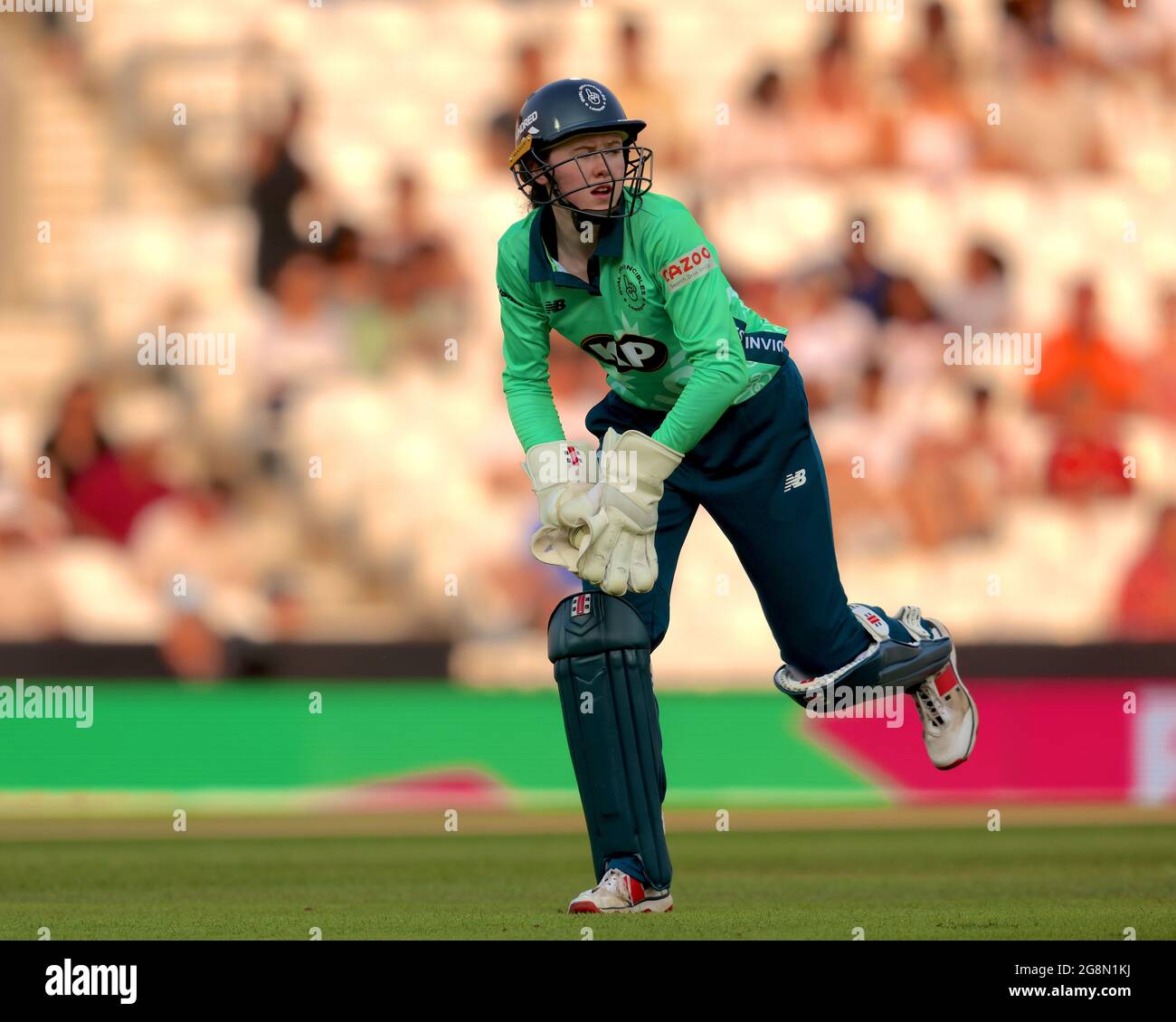 21 July, 2021. London, UK. Sarah Bryce of The Oval Invincibles keeping ...