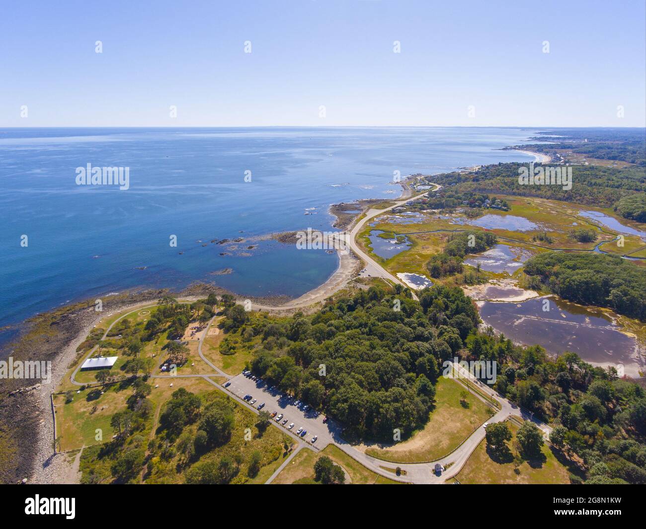 Odiorne Point and coast aerial view in summer in Odiorne Point State ...