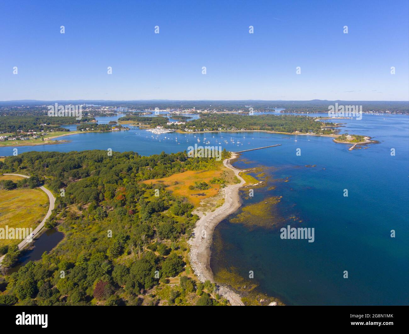Odiorne Point and coast aerial view in summer in Odiorne Point State ...