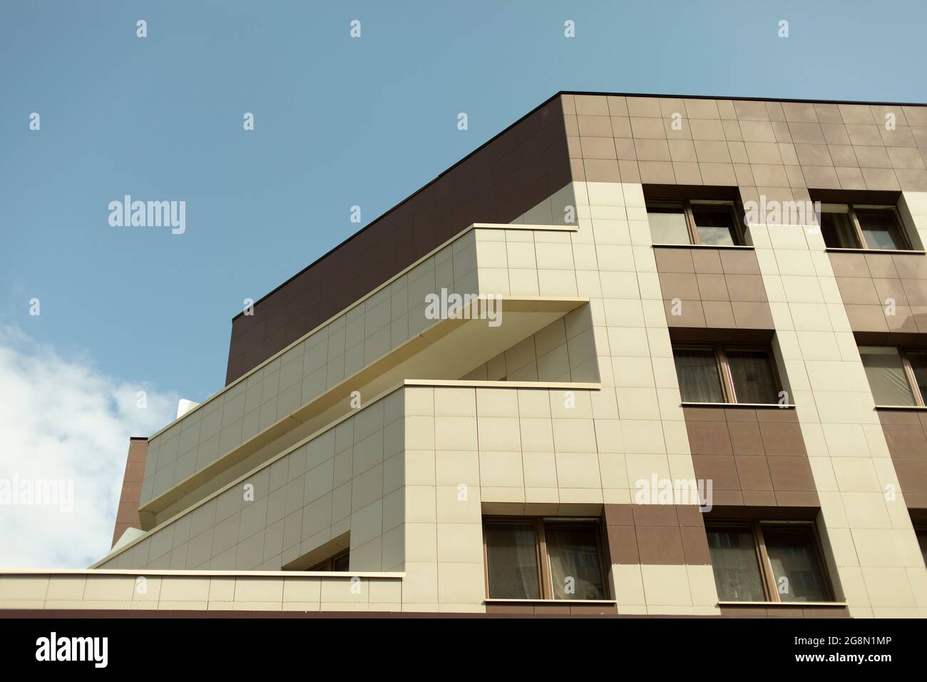 Building in the city. Simple structure. The house is in detail. Facade ...