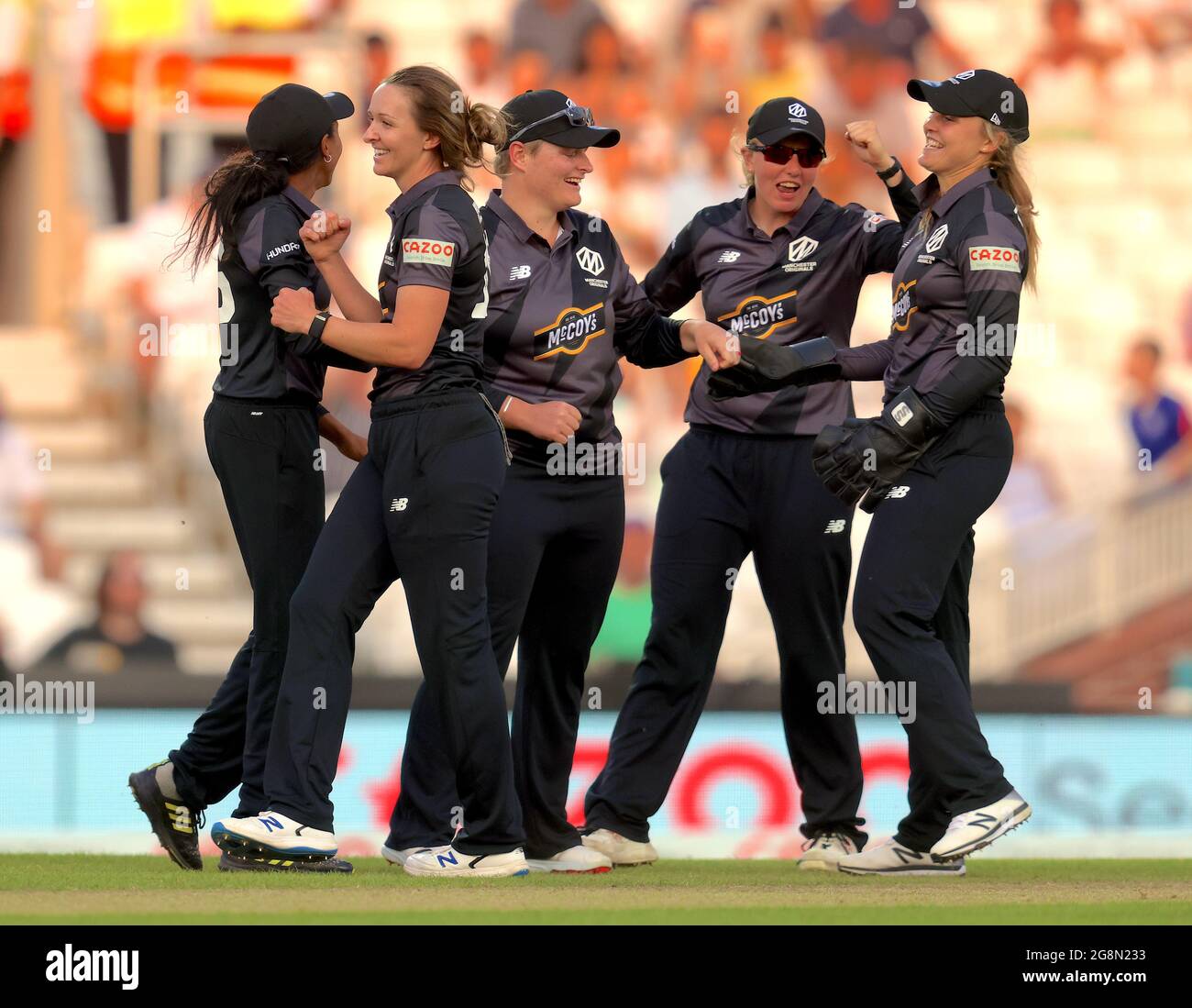 21 July, 2021. London, UK. The Manchester Originals team celebrates ...