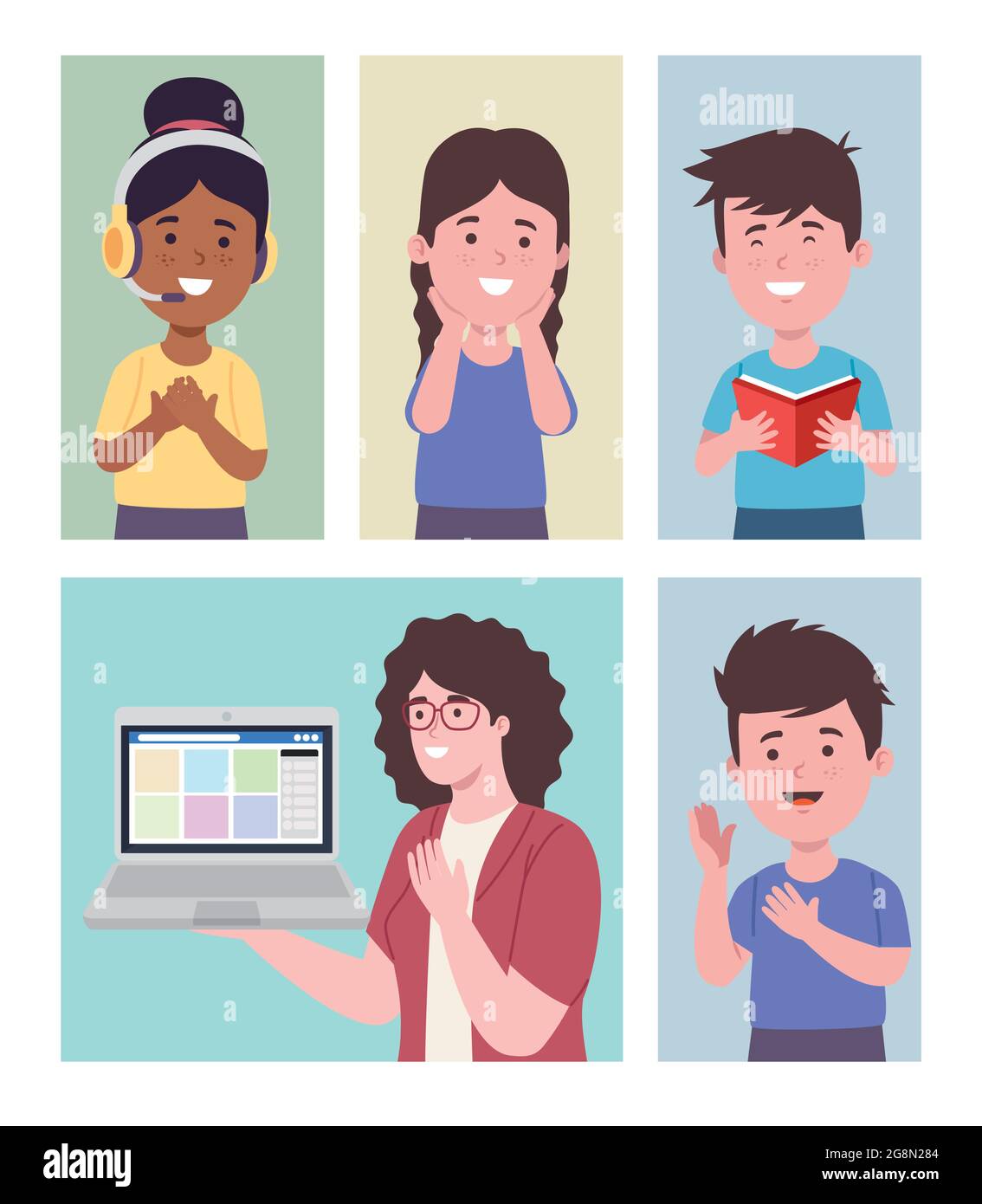 bundle icons for virtual class Stock Vector Image & Art - Alamy