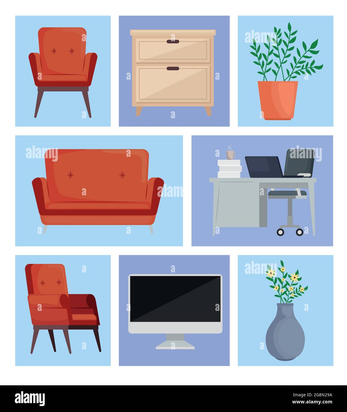 eight home spaces icons Stock Vector Image & Art - Alamy