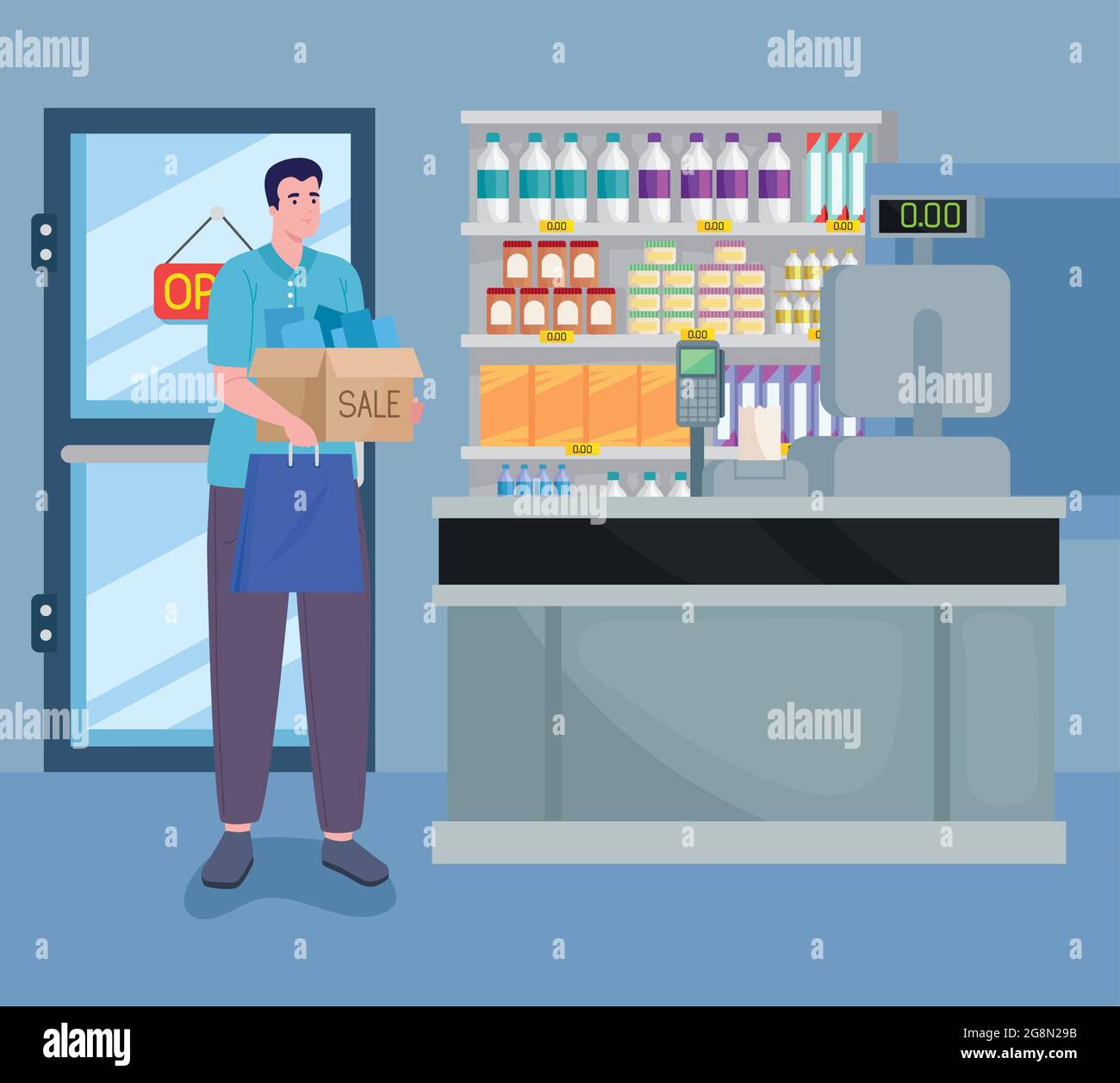 man in supermarket Stock Vector Image & Art - Alamy