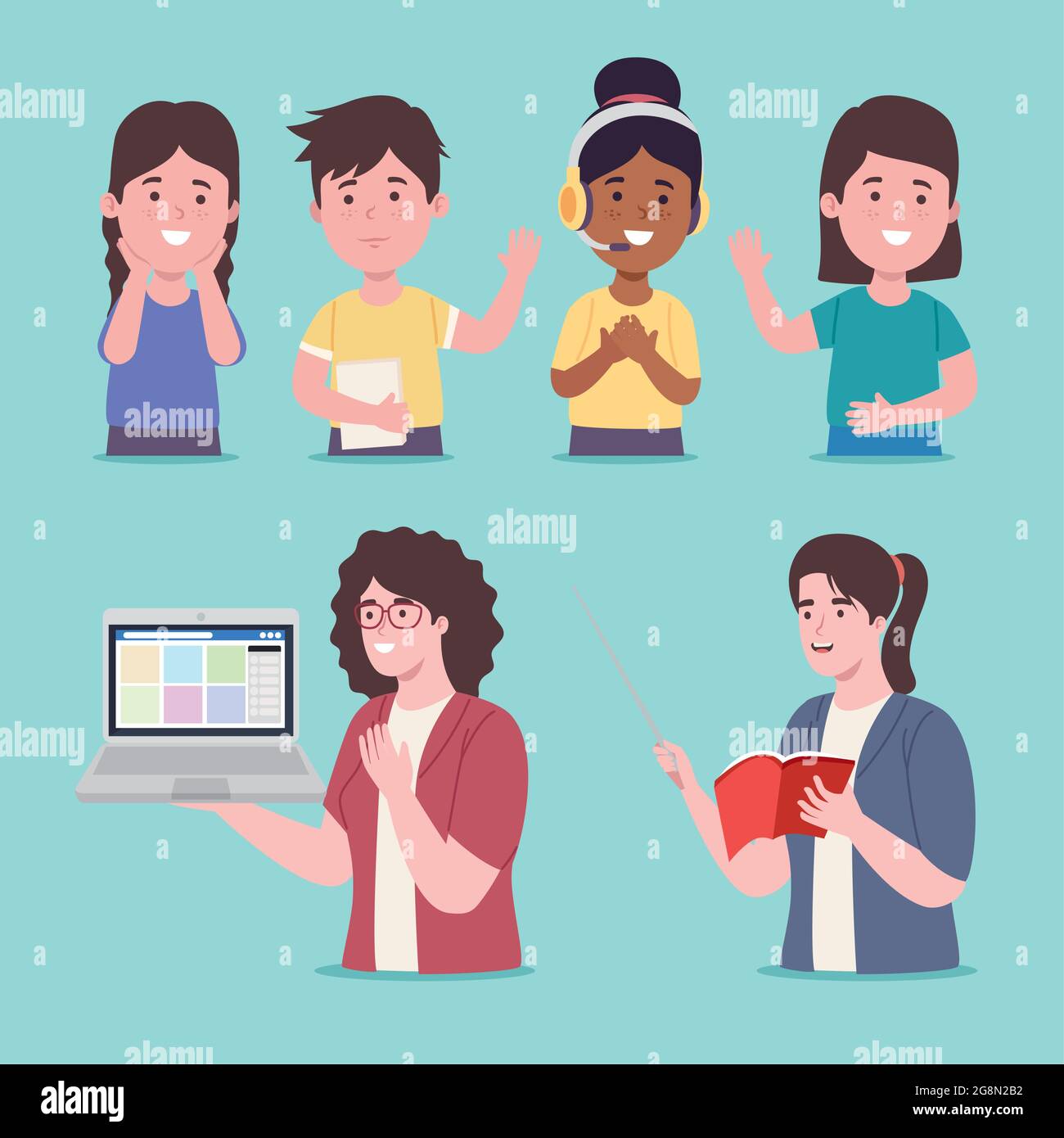 kids virtual class Stock Vector Image & Art - Alamy