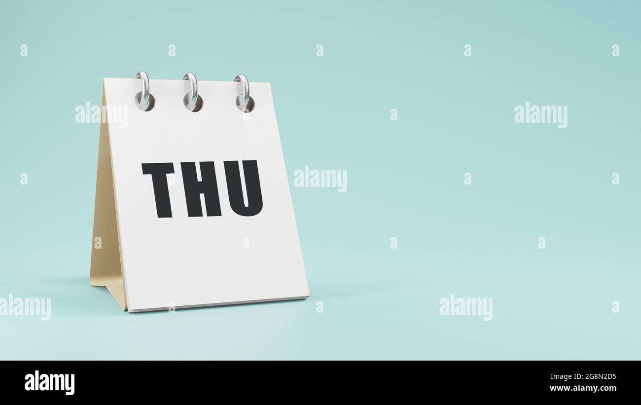 THU Thursday on paper desk calendar 3d rendering Stock Photo - Alamy