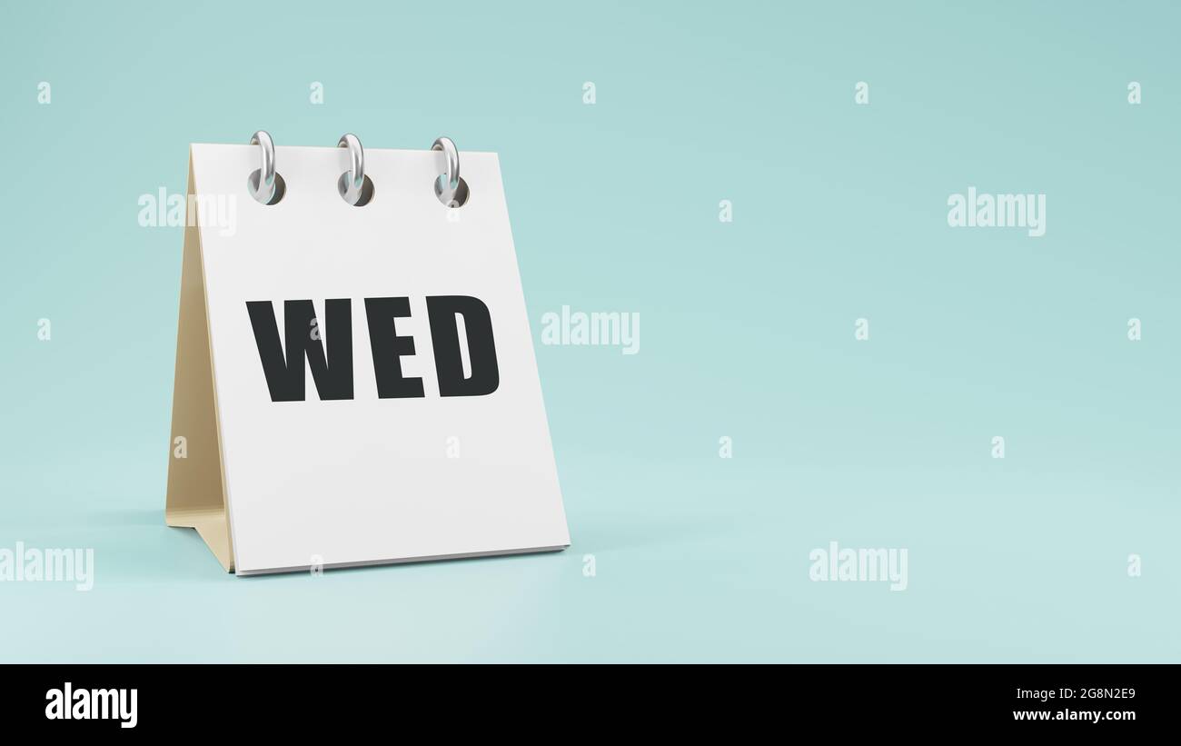 WED Wednesday on paper desk calendar 3d rendering Stock Photo - Alamy
