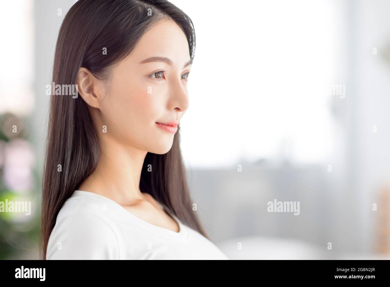 side view of beautiful young beauty face with clean healthy skin Stock ...