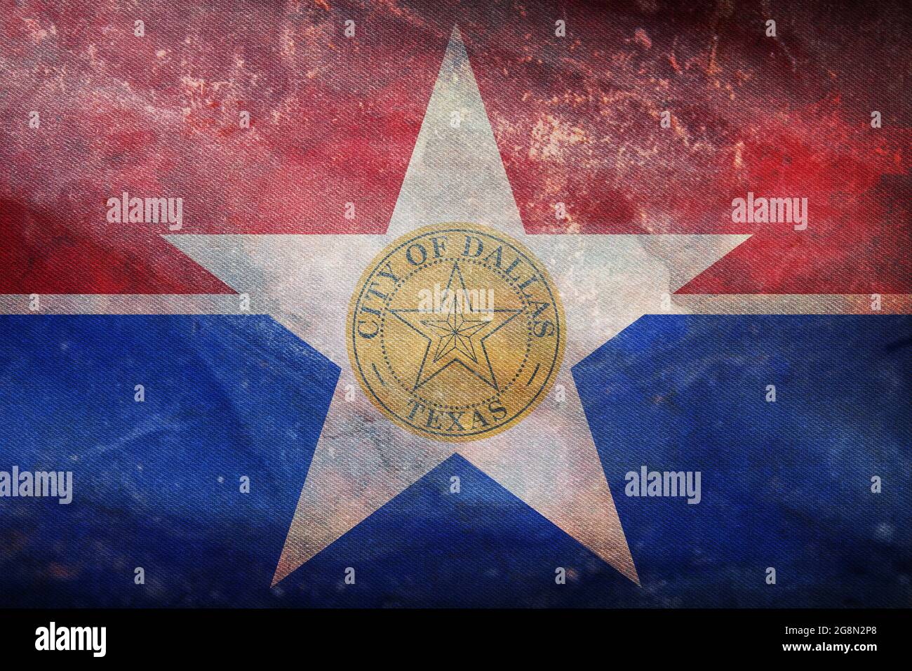 Top view of retro flag of Dallas with grunge texture. Flag background ...