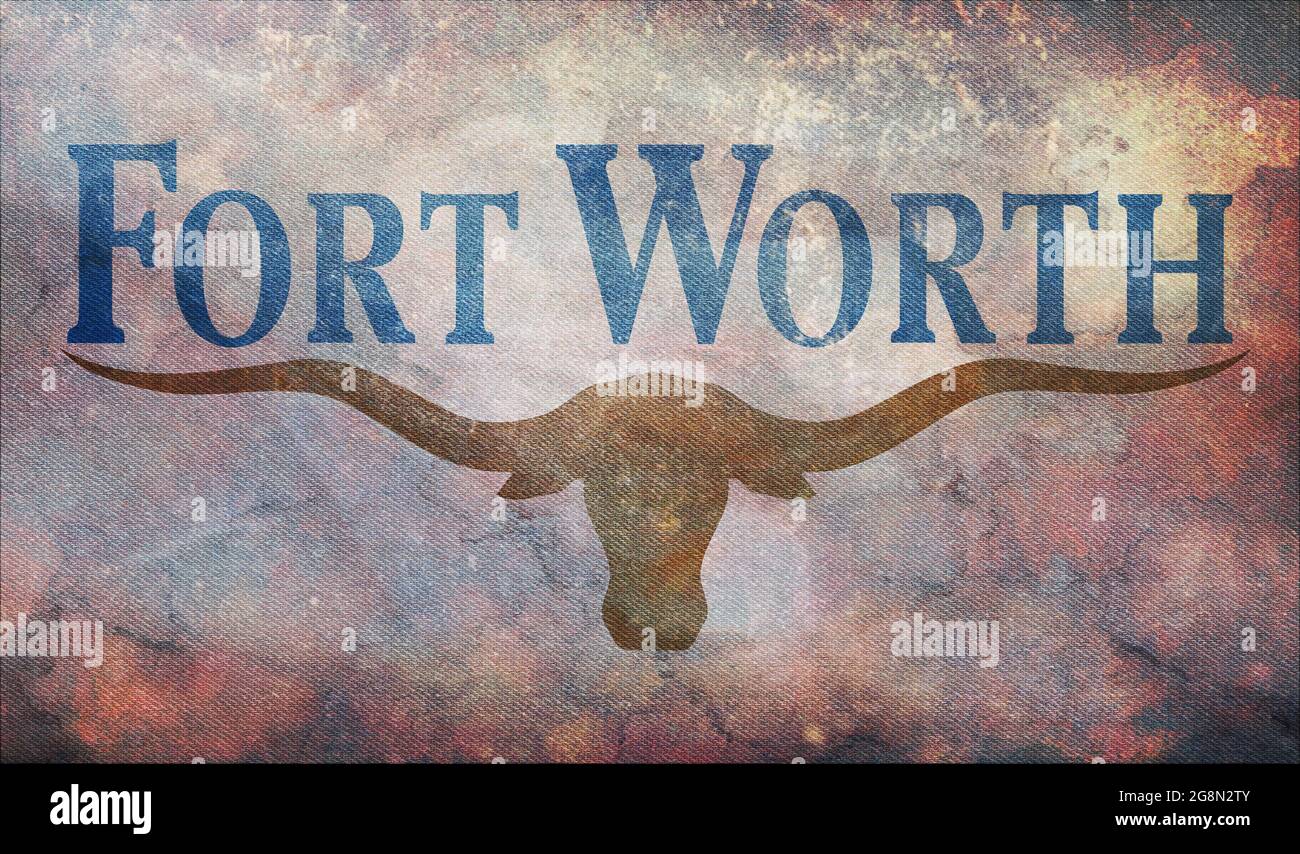 Top view of retro flag of Fort Worth with grunge texture. Flag ...
