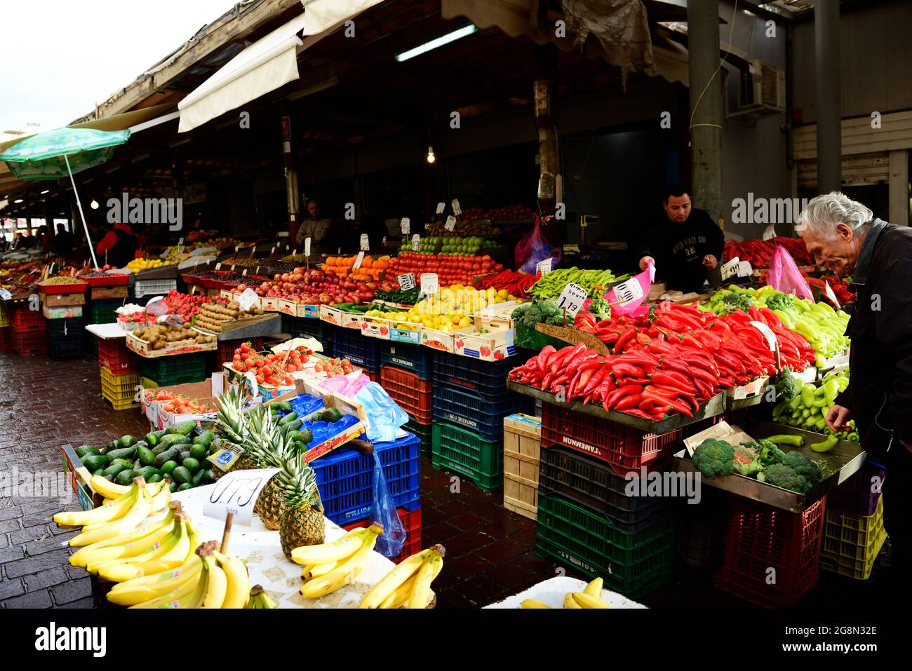 Fruits & vegetable market in the Central Market in Athens, Greece Stock ...