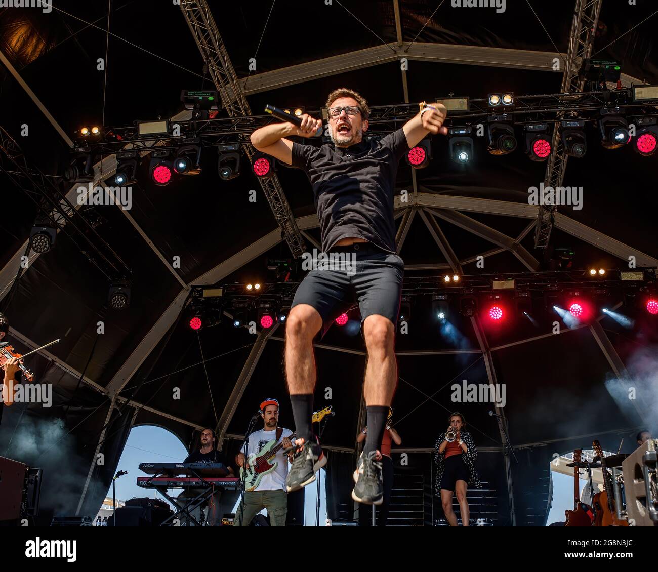 BARCELONA - JUL 9: Gertudris (Catalan rumba music band) perform at ...