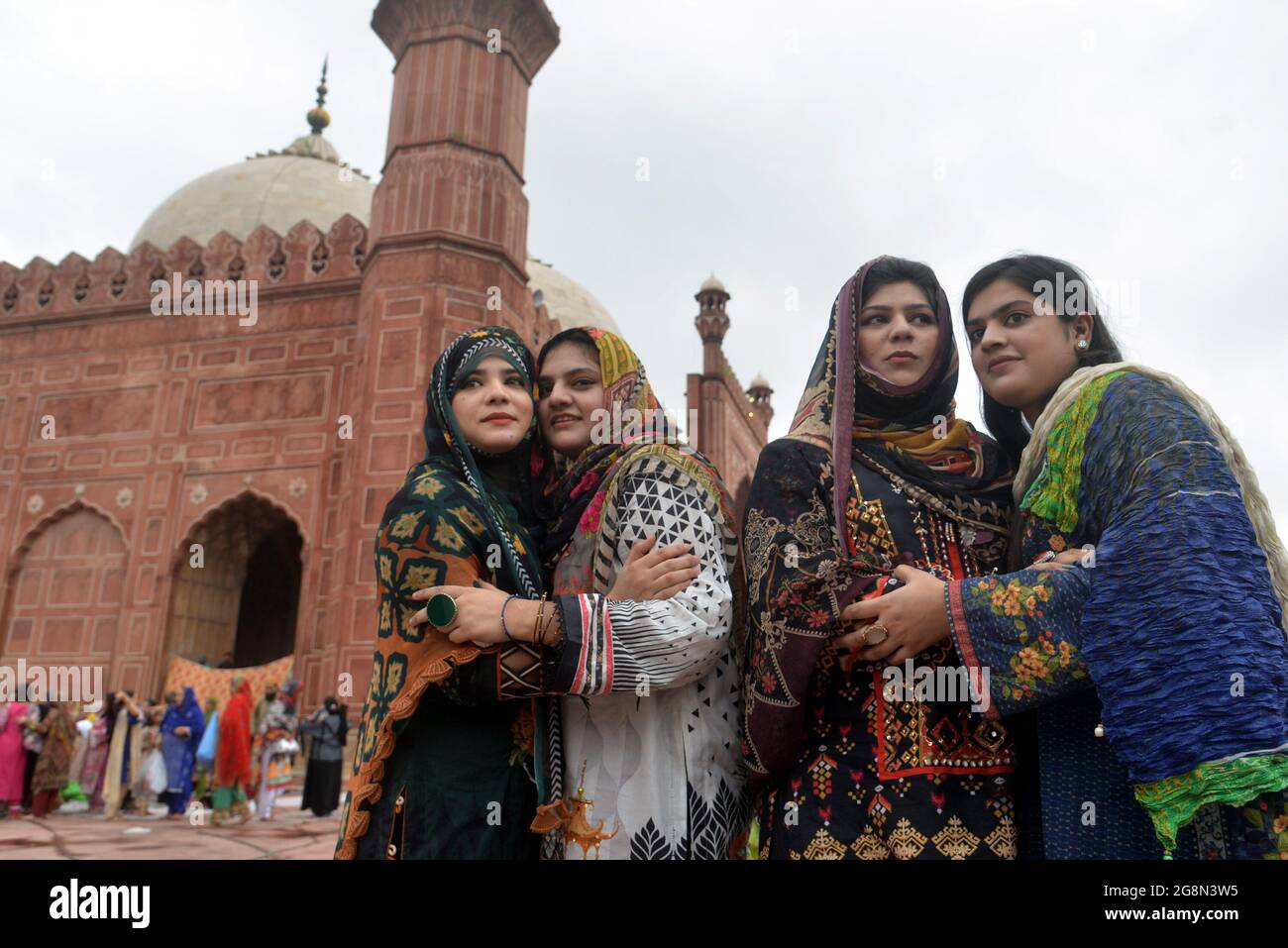 Lahore, Pakistan. 21st July, 2021. Pakistani Muslim devotees attend Eid ...