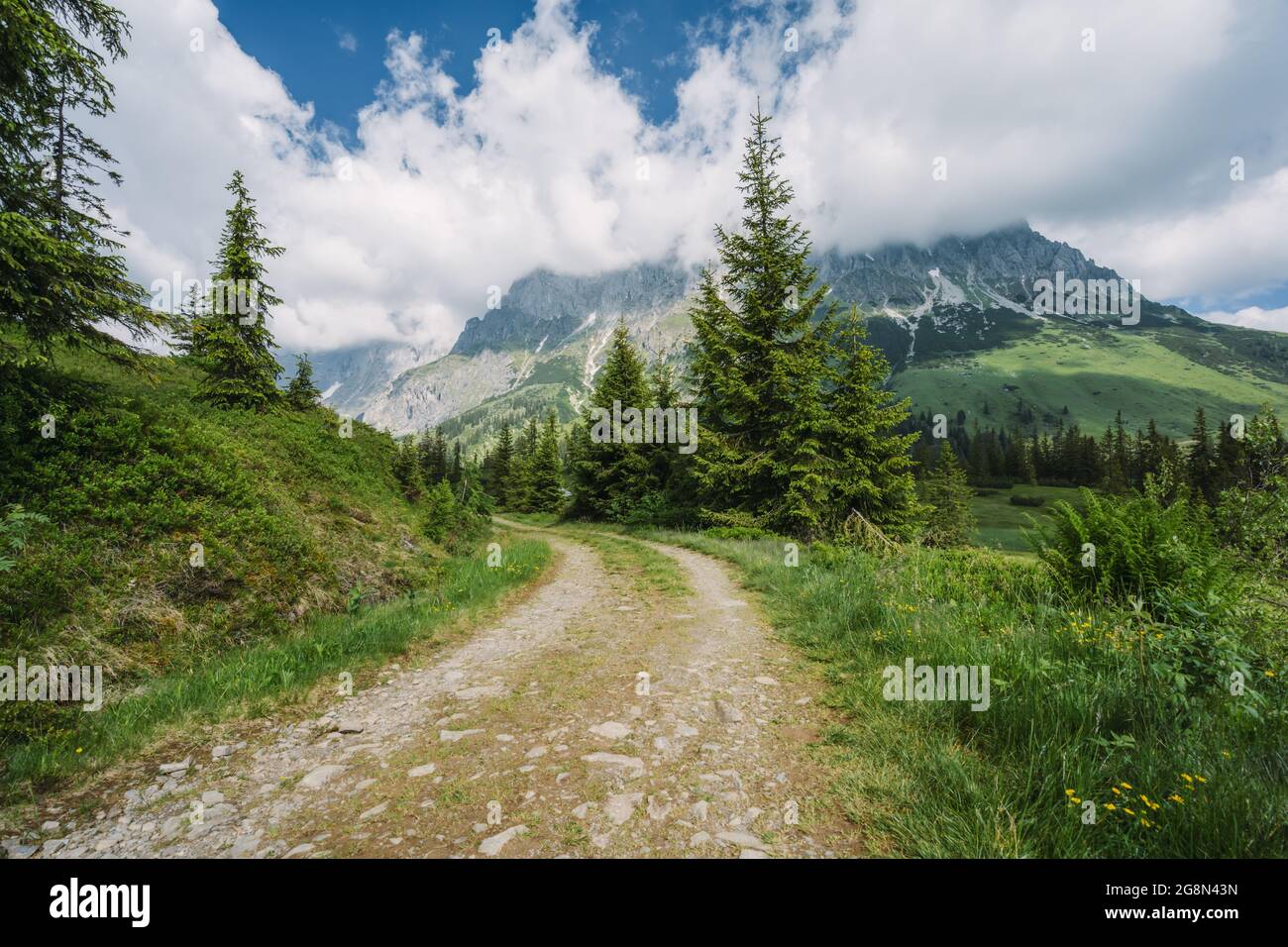 Hiking trail around Wilder Kaiser mountains, Tirol - Austria Stock ...