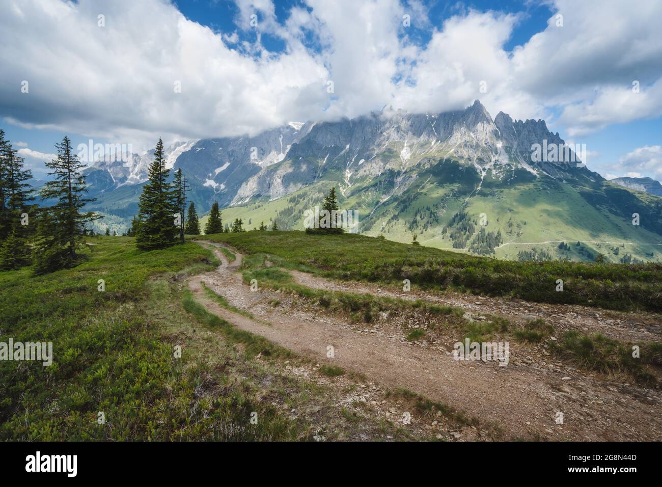 Hiking trail around Wilder Kaiser mountains, Tirol - Austria Stock ...