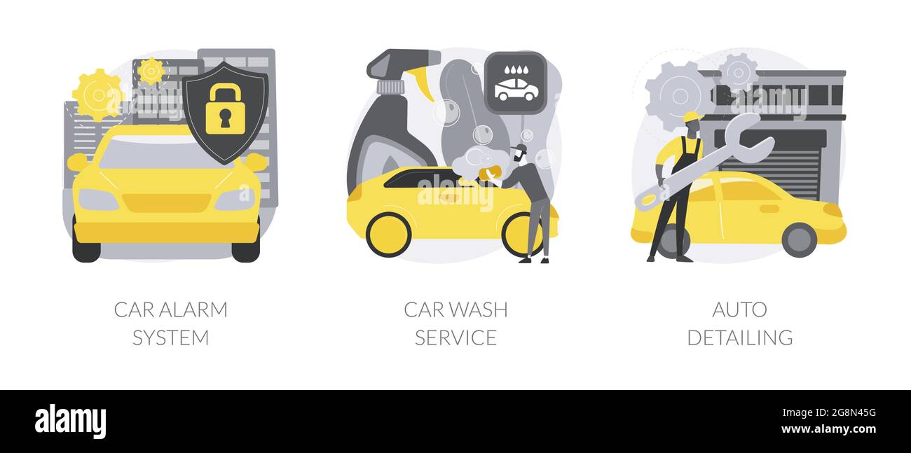 Automobile care service abstract concept vector illustrations Stock ...