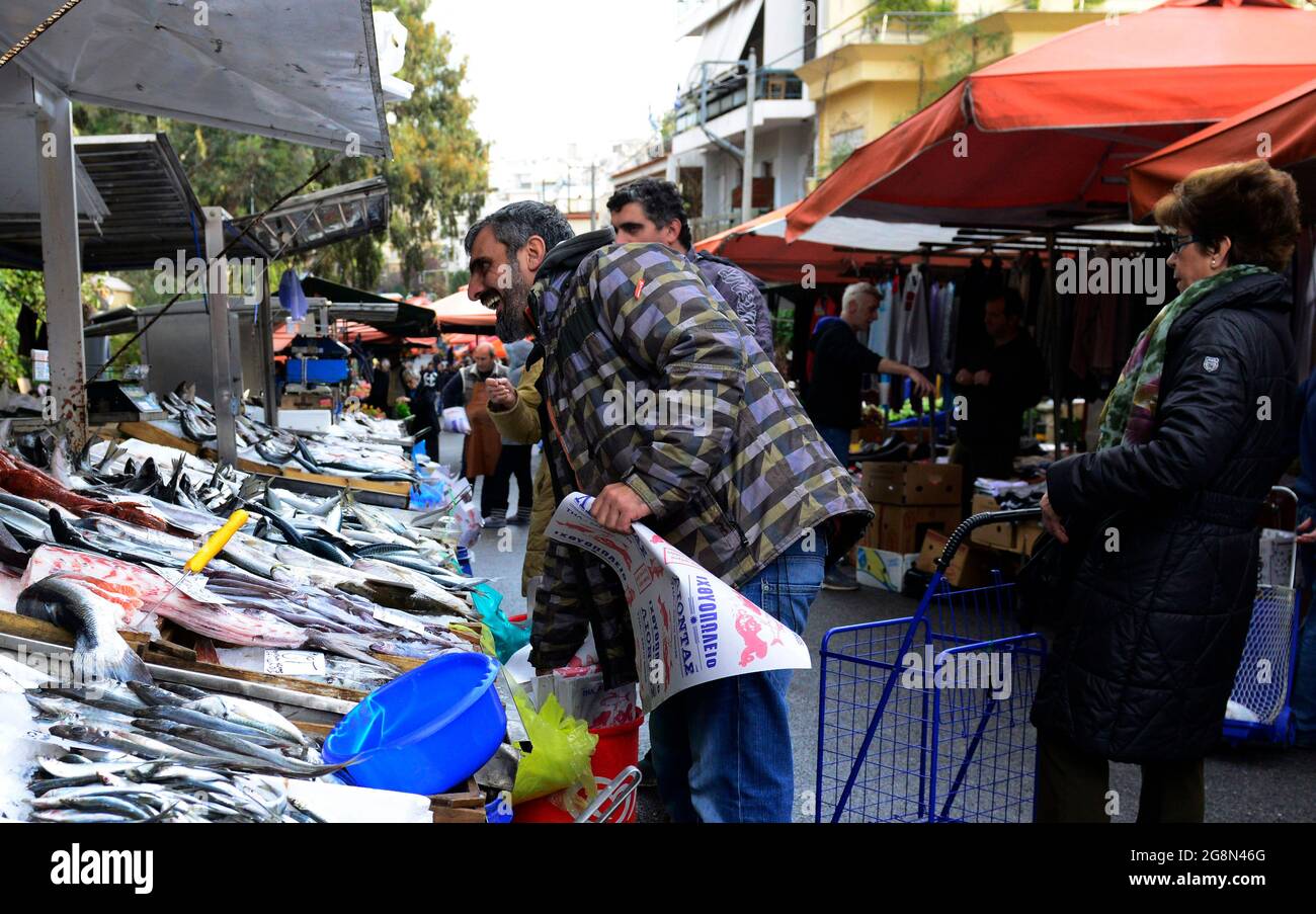 Athens produce food market hi-res stock photography and images - Alamy