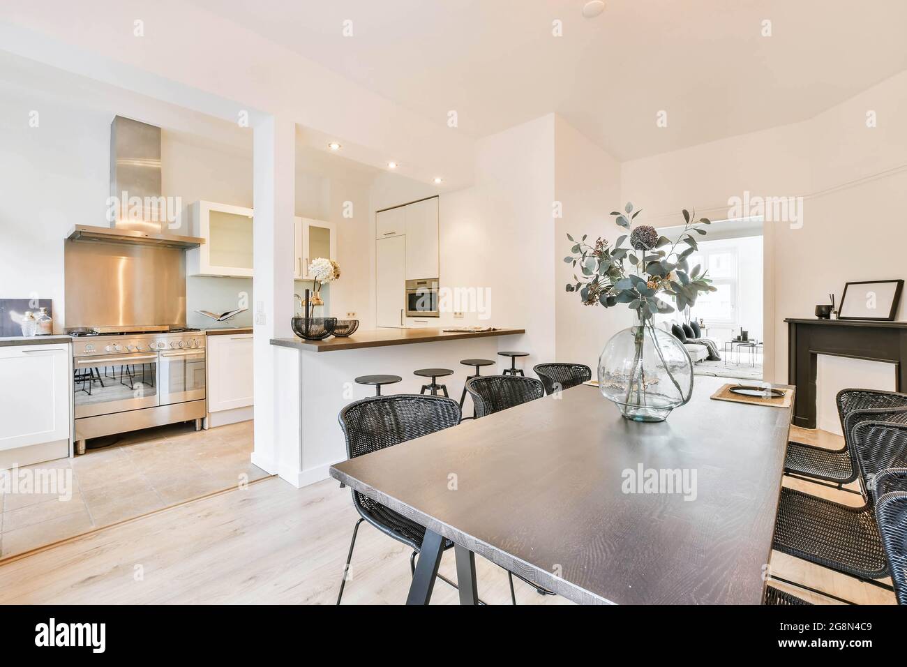 Modern dining room in a luxury house with individual design Stock Photo ...