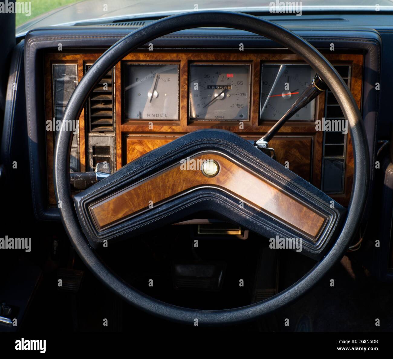 A Steering Wheel and Dash in an Old Car Stock Photo - Alamy